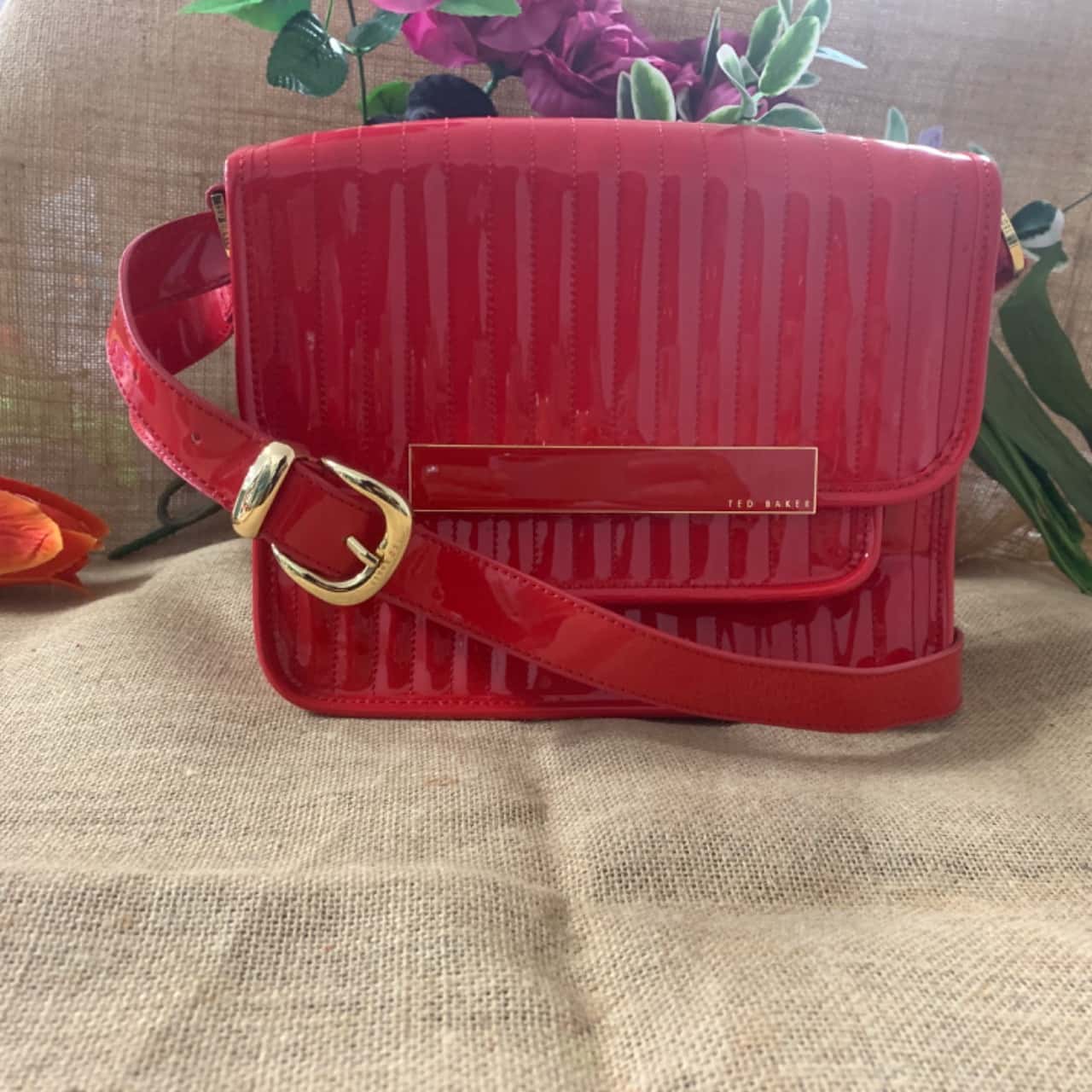 Womens TED BAKER Classy red handbag with French bulldog lining(s)