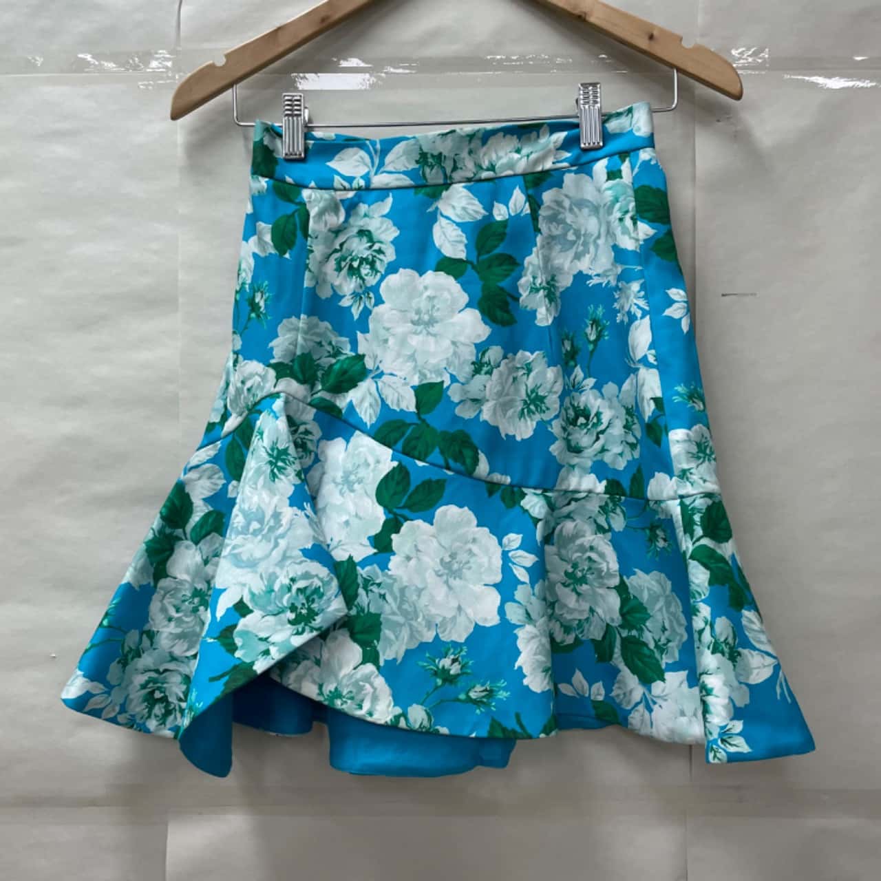Sheike Womens Size 6 Floral Blue Ruffle Mini Skirt