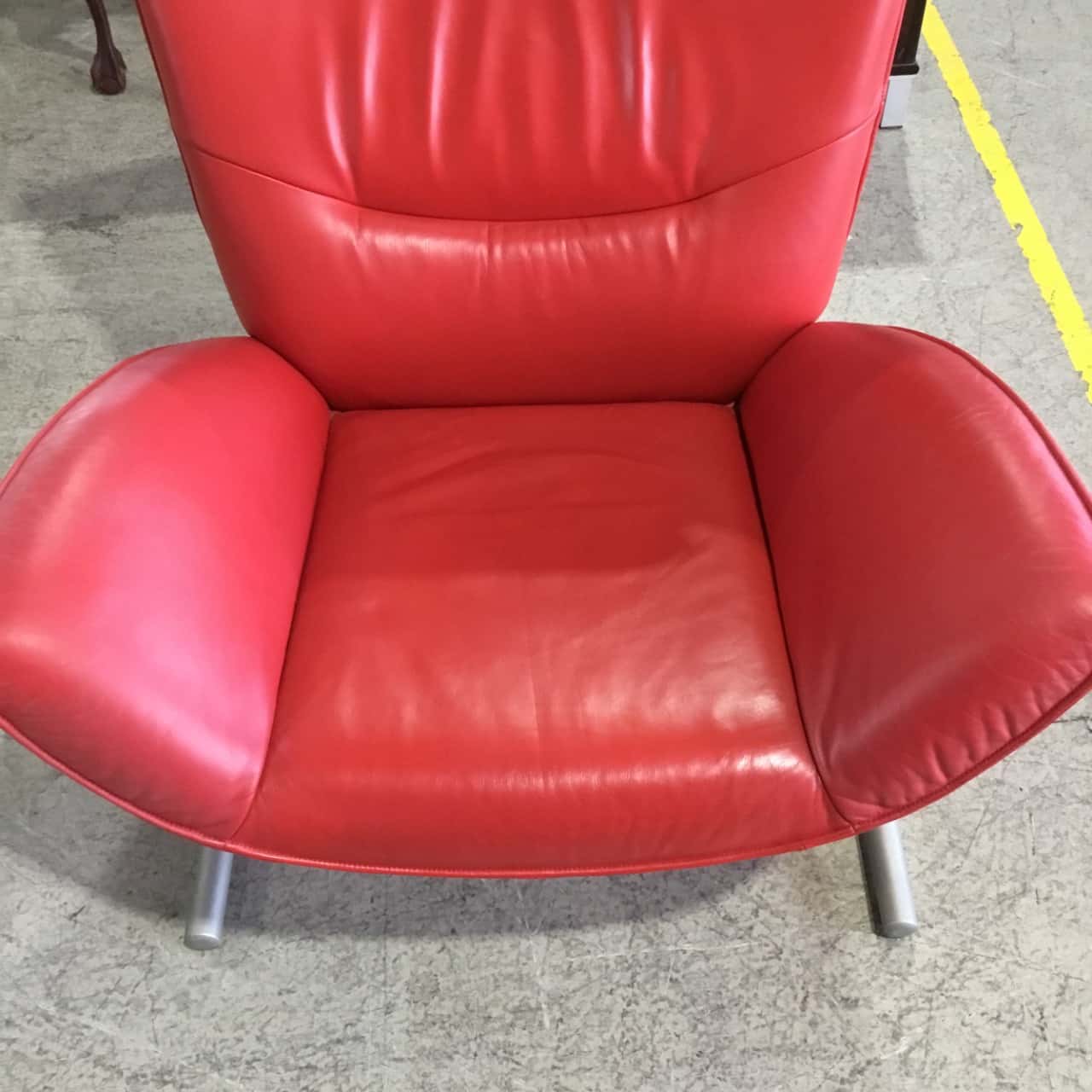 Rolf Benz Red Leather Lounge Chair