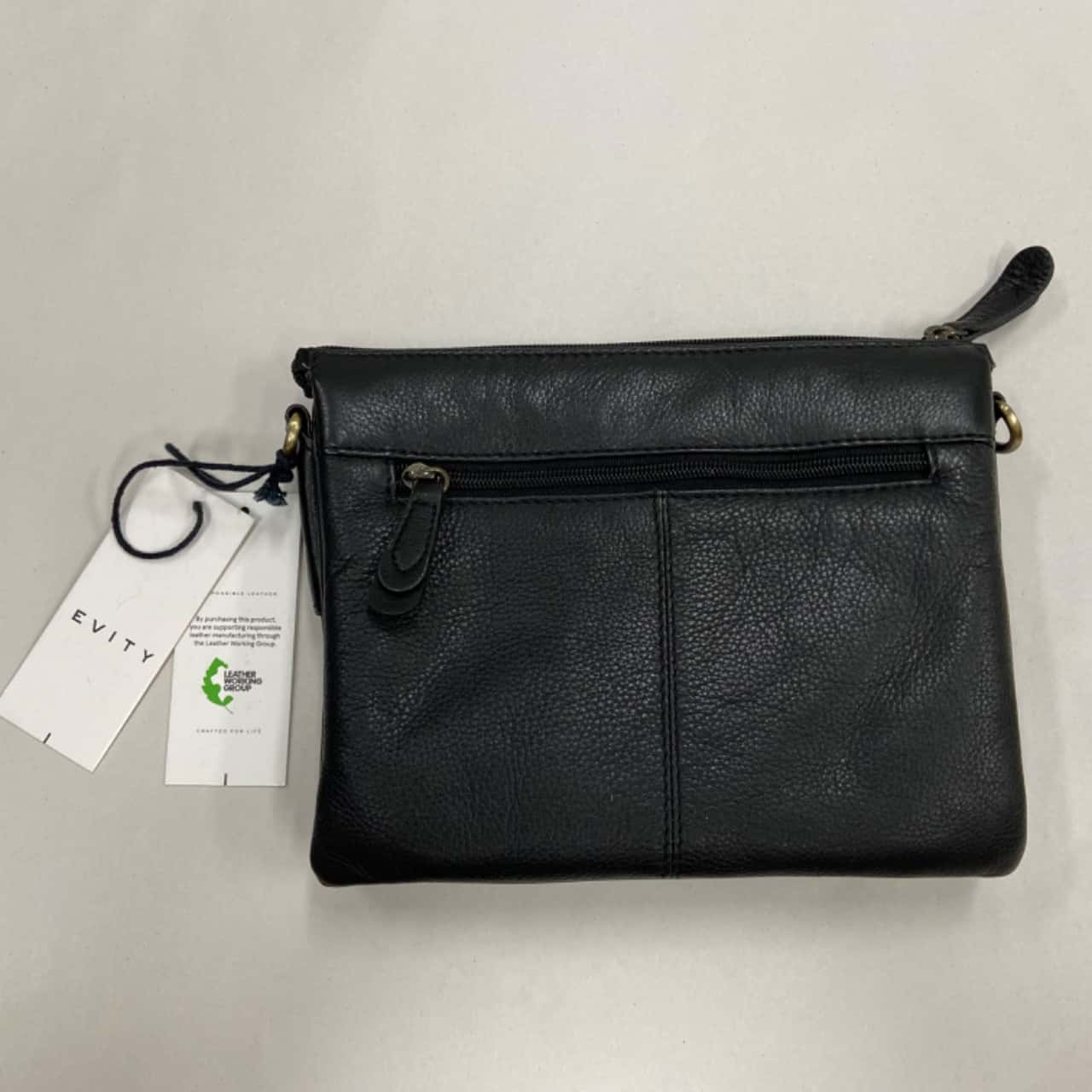 Evity Black Leather Handbag Brand New With Tags