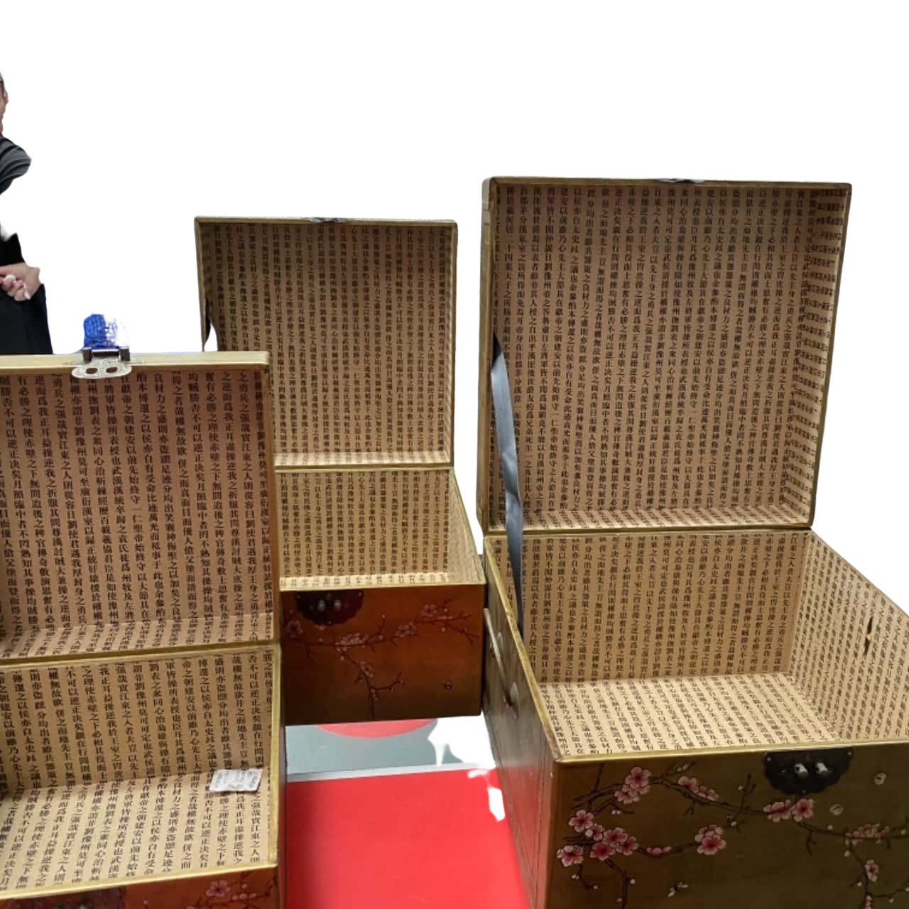 Storage boxes set of three with clasp and handles(s)