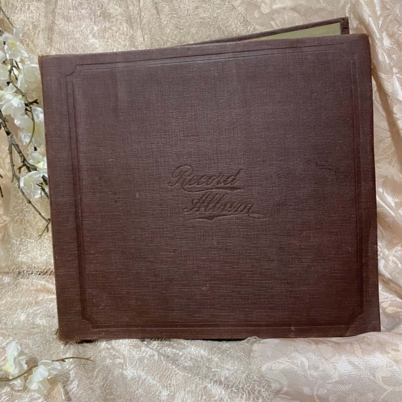 Vintage Record Album with 9 Records including “his masters voice”