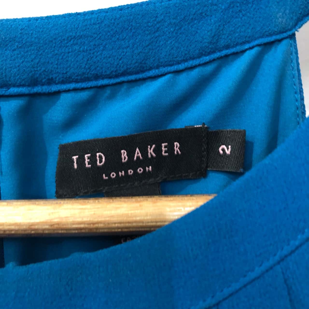 Ted Baker Size 2 (est 8-10)Blue silk chiffon Dress (s)
