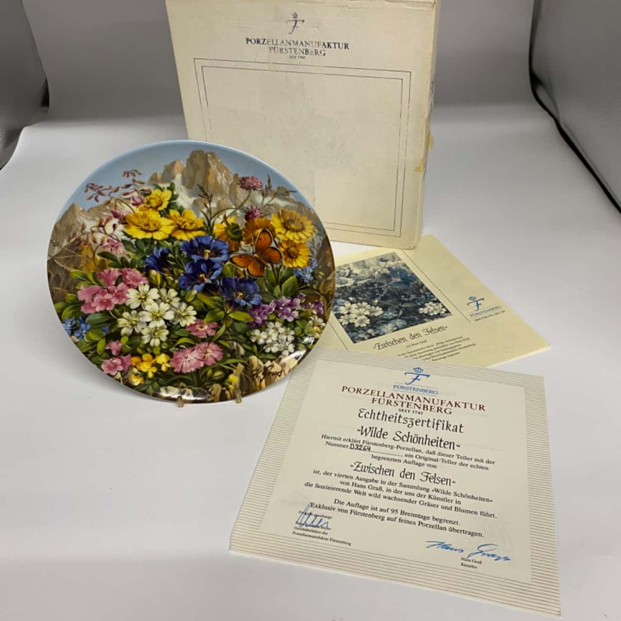 4x Furstenberg Plates 1989 ‘Wild Flower’ Series