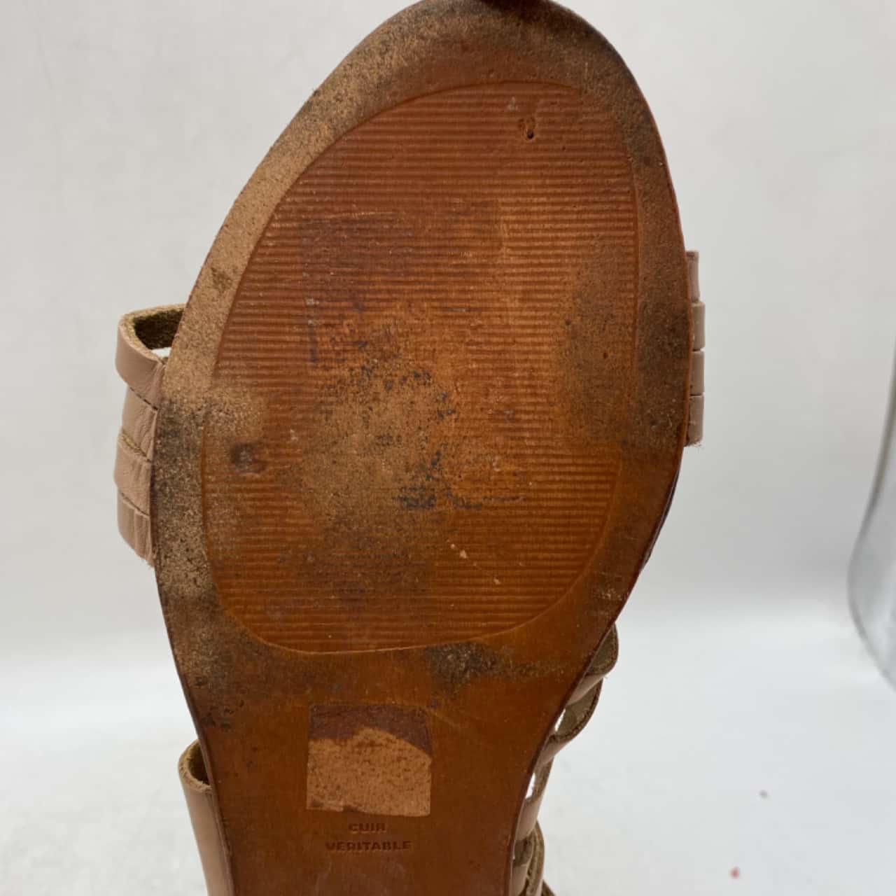 Cuir Veritable Womens Ankle Strap Flat Sandals Size 41