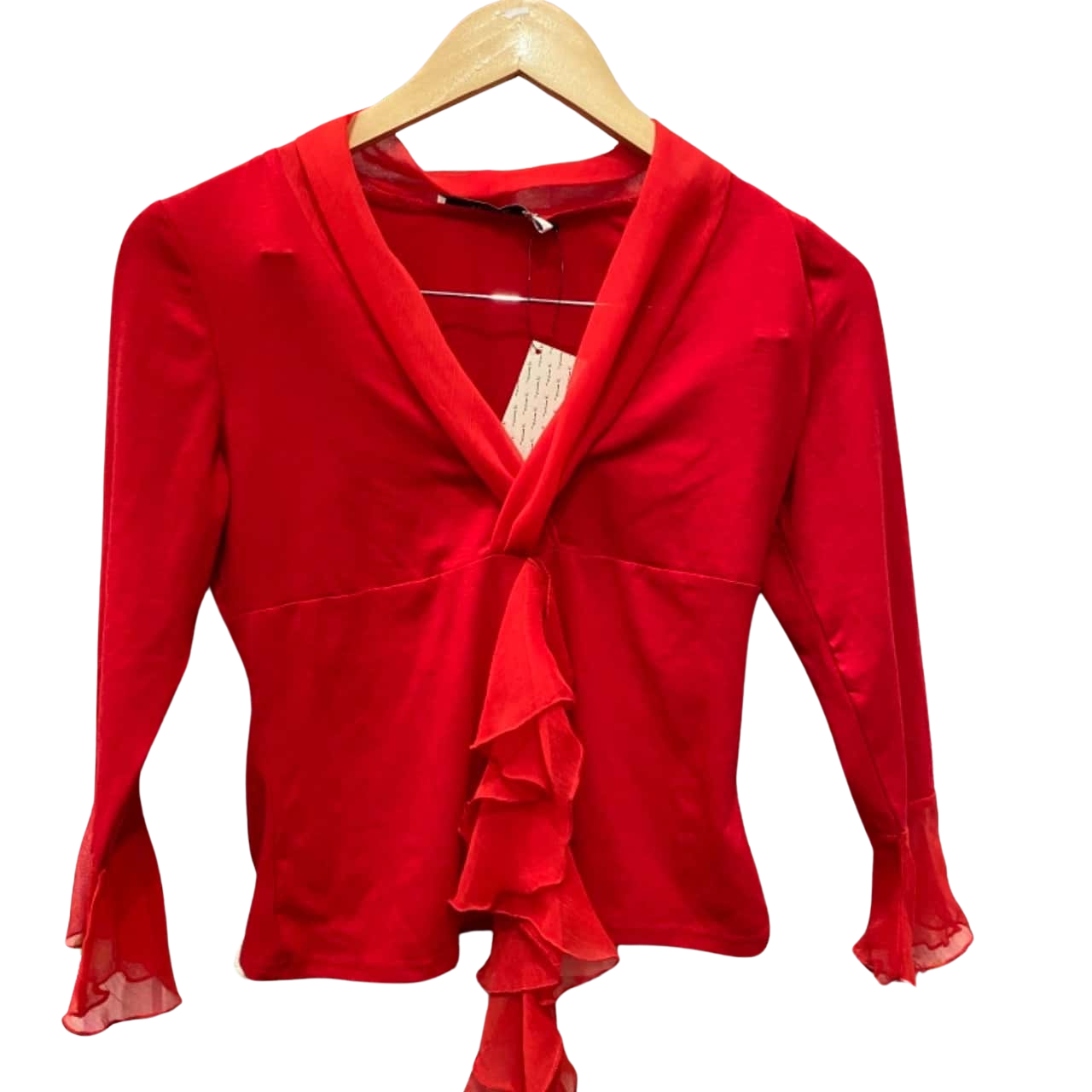 BNWT Womens SIZE 36 Miss K Red Ruffled Top - RRP $318