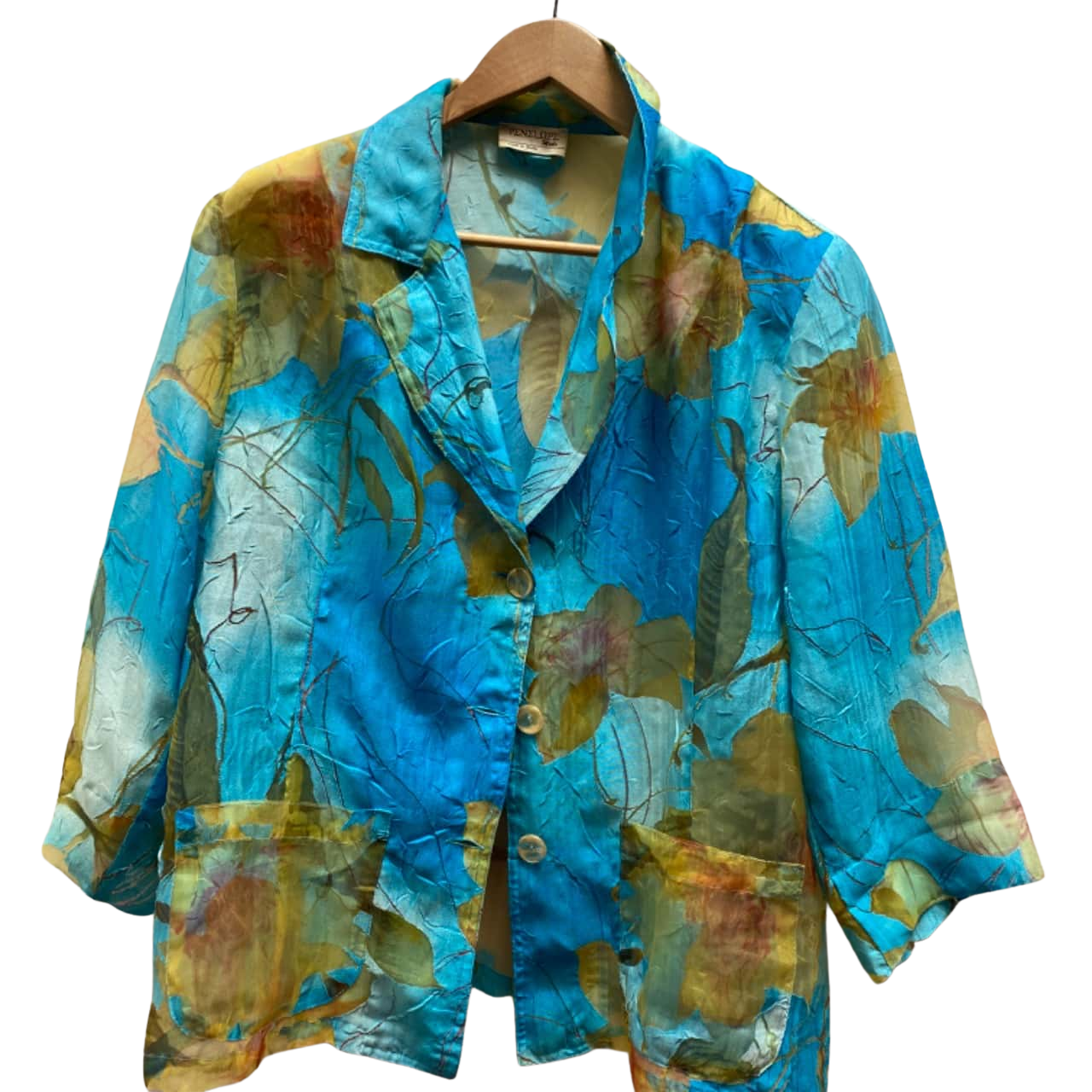 Penelope Moda Womens Blue Floral Jacket