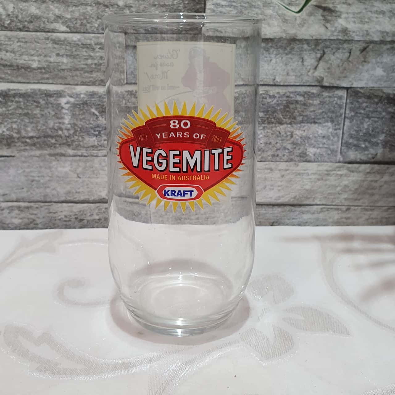 Vintage 80 Years of Vegemite Kraft Glass