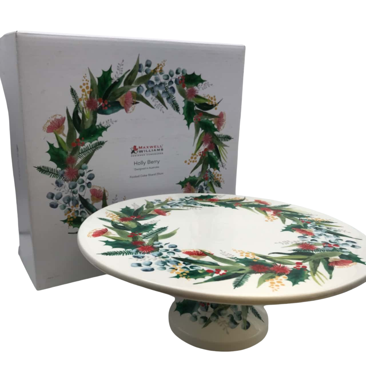 BNWT Maxwell & Williams Decorated Ceramic Christmas Cake Stand 29 cm ...