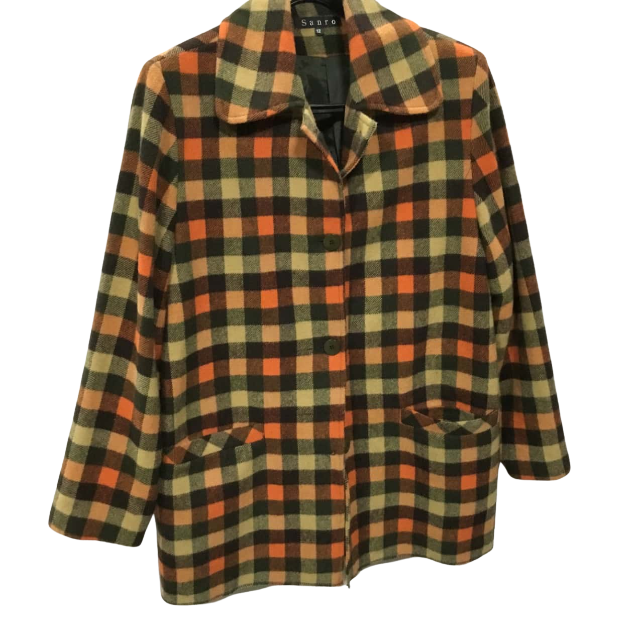 Women Sanro orange beige and green checked jacket(s)