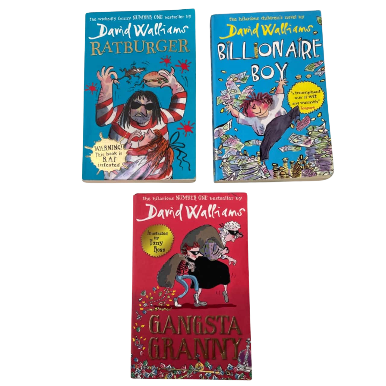 David Walliams - 3 Books: ‘Ratburger’; ‘Billionaire Boy’ & ‘Gangsta Granny’