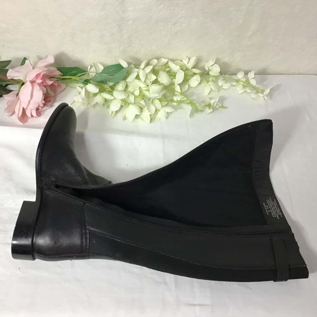 Seven Steps Womens Size 8 Black Leather Low Heel Knee High Boots (s)
