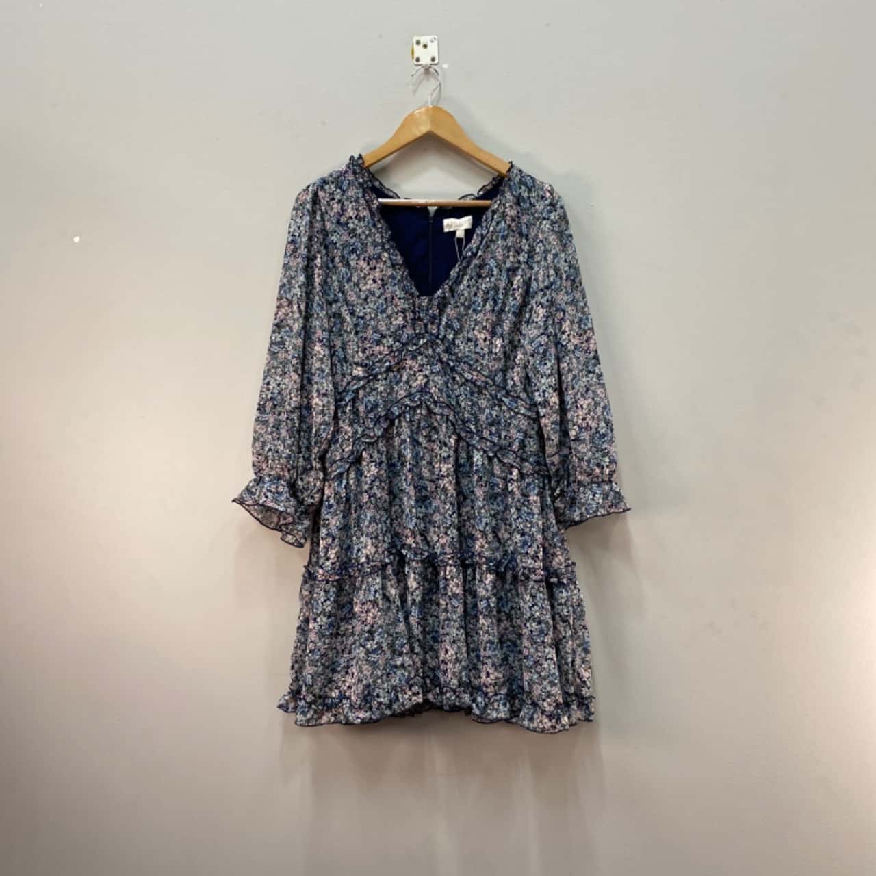 Apricot Womens Size 16 / XL Long Sleeve / Midi Dress Blue / Floral (s ...