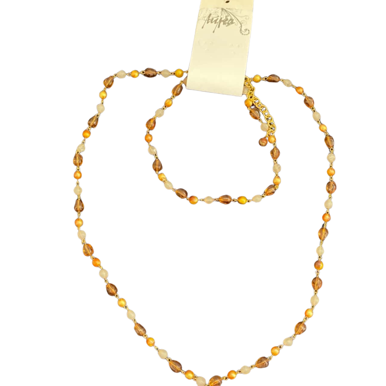 Long brown beaded necklace