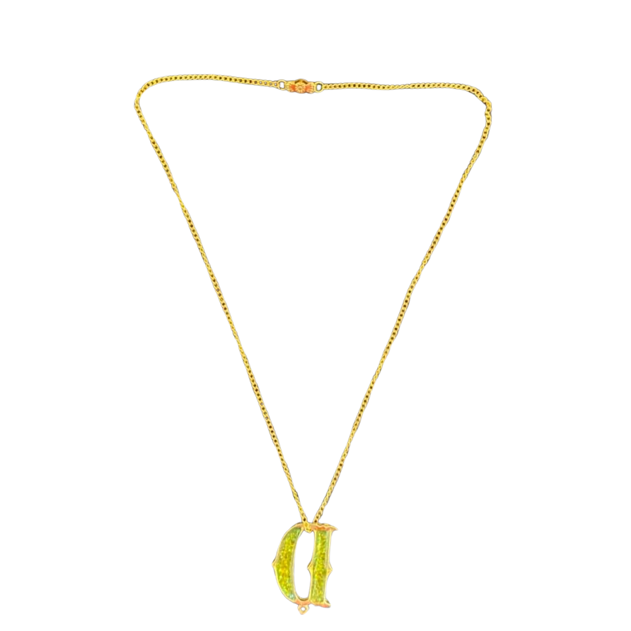 Gold and green letter D necklace(s)