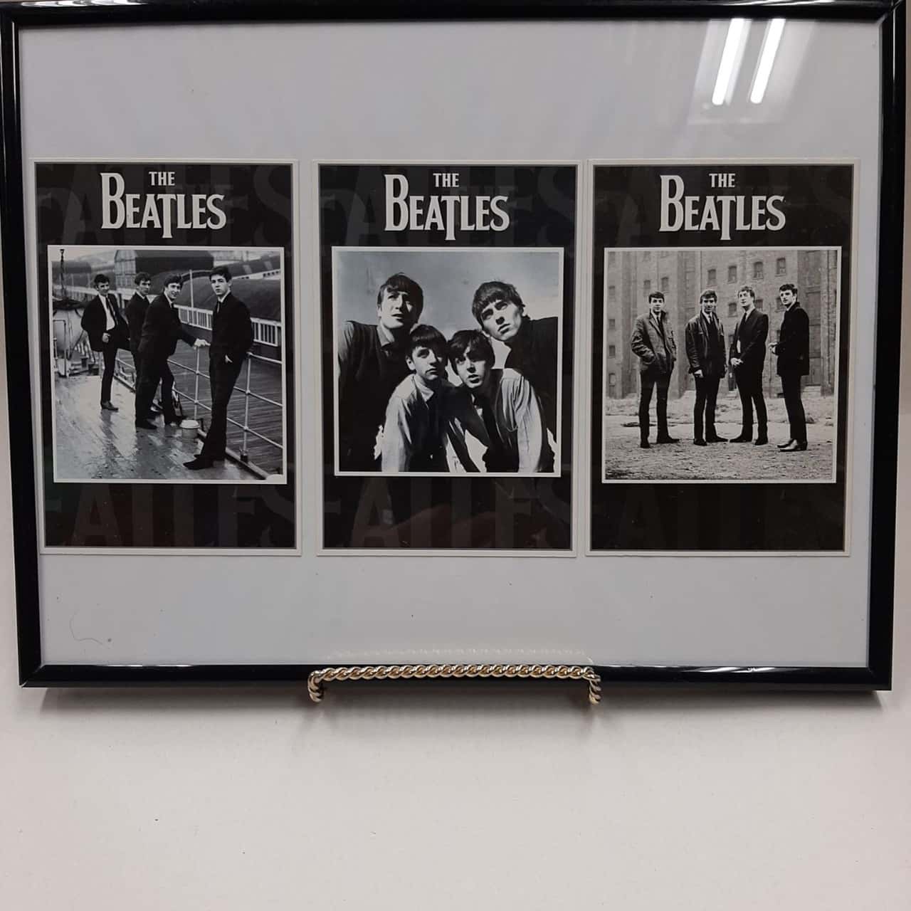Framed Beatles postcards x 3 (s)