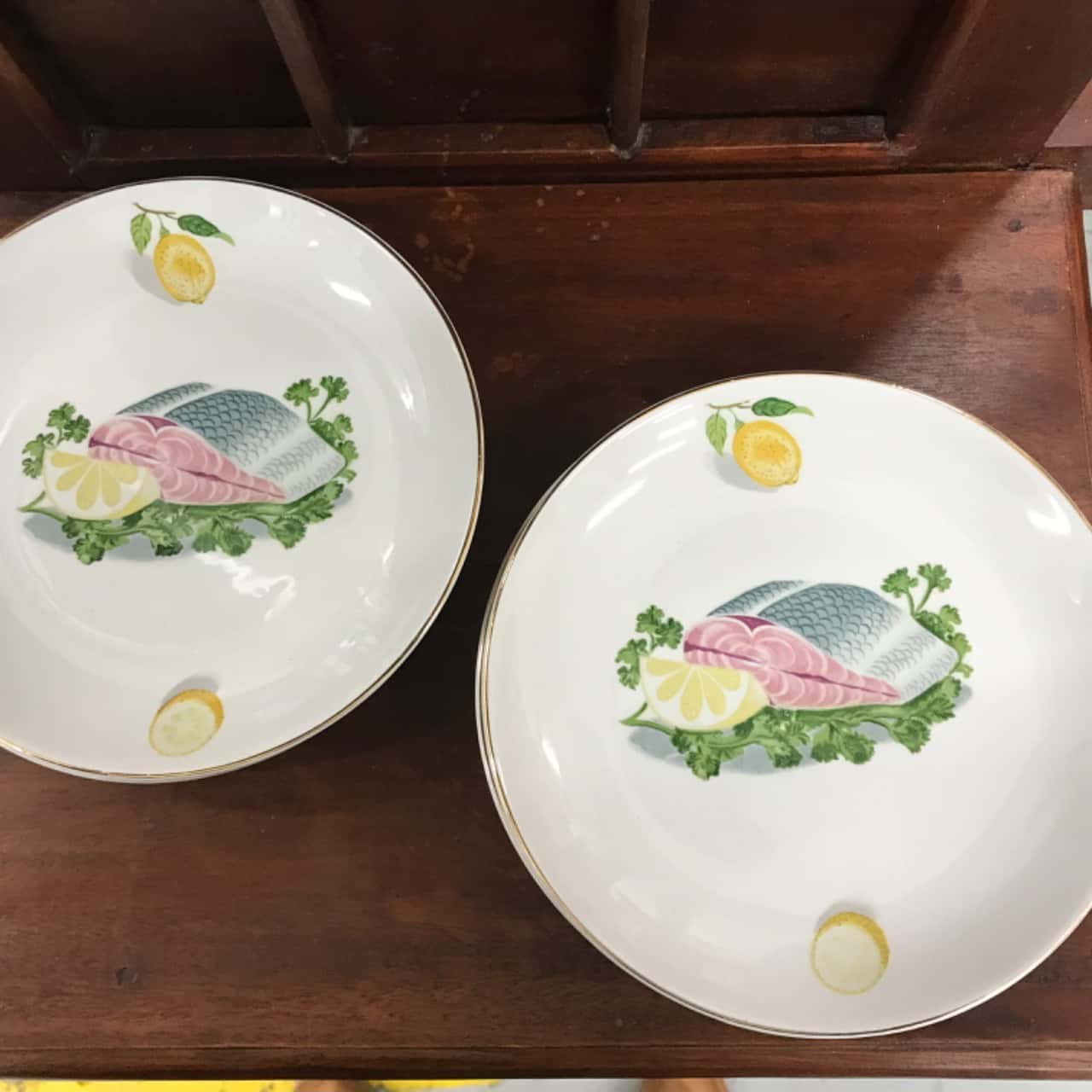 Vintage Ironstone Ware Small Serving Plates - Fish and Lemon x 6