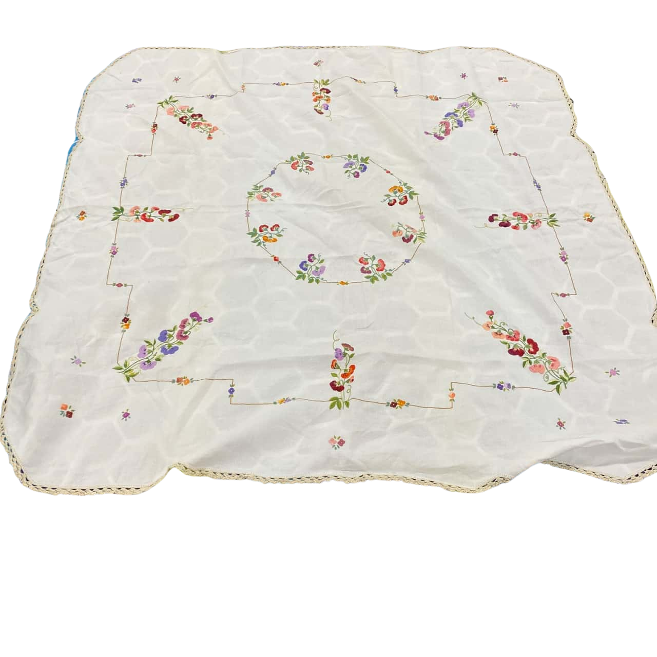 Vintage Embroidered Tablecloth 120 x 150 cm