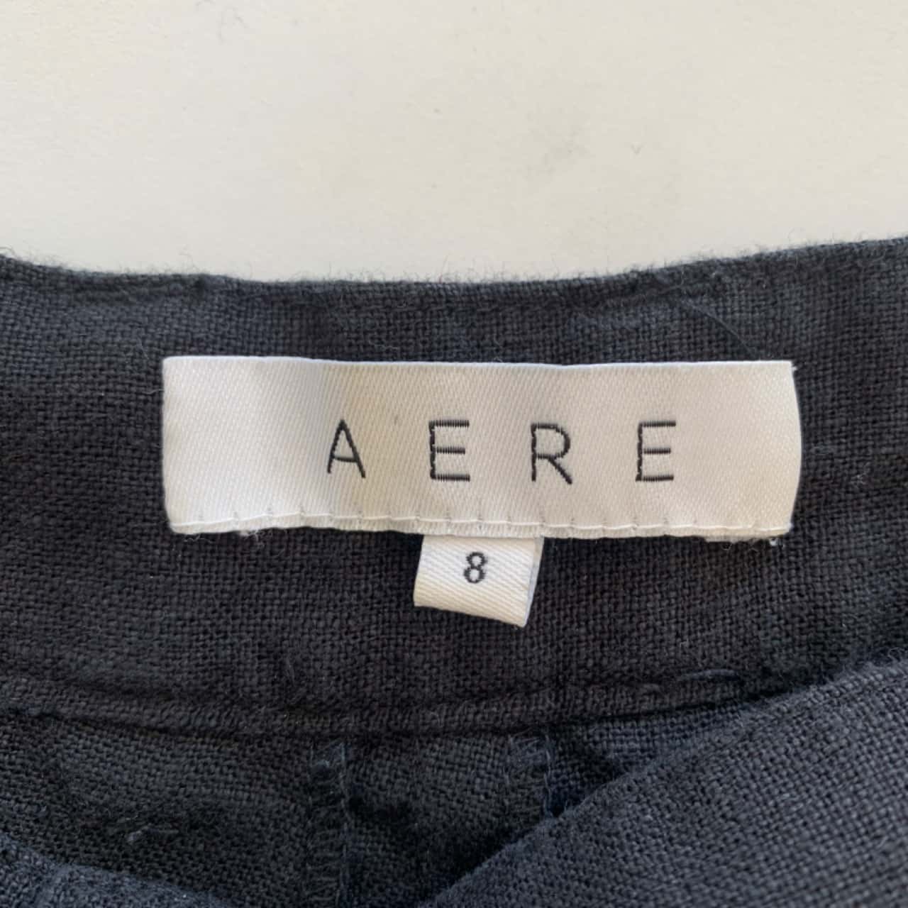 AERE Size 8 Black Linen Trousers(s)