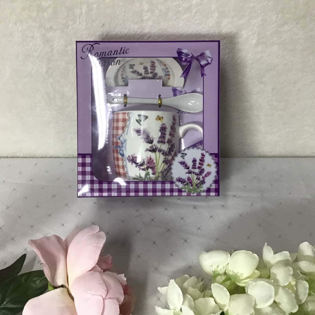 “Romantic Season” Purple Lavender Pattern Mug / Coaster / Spoon Set in ...