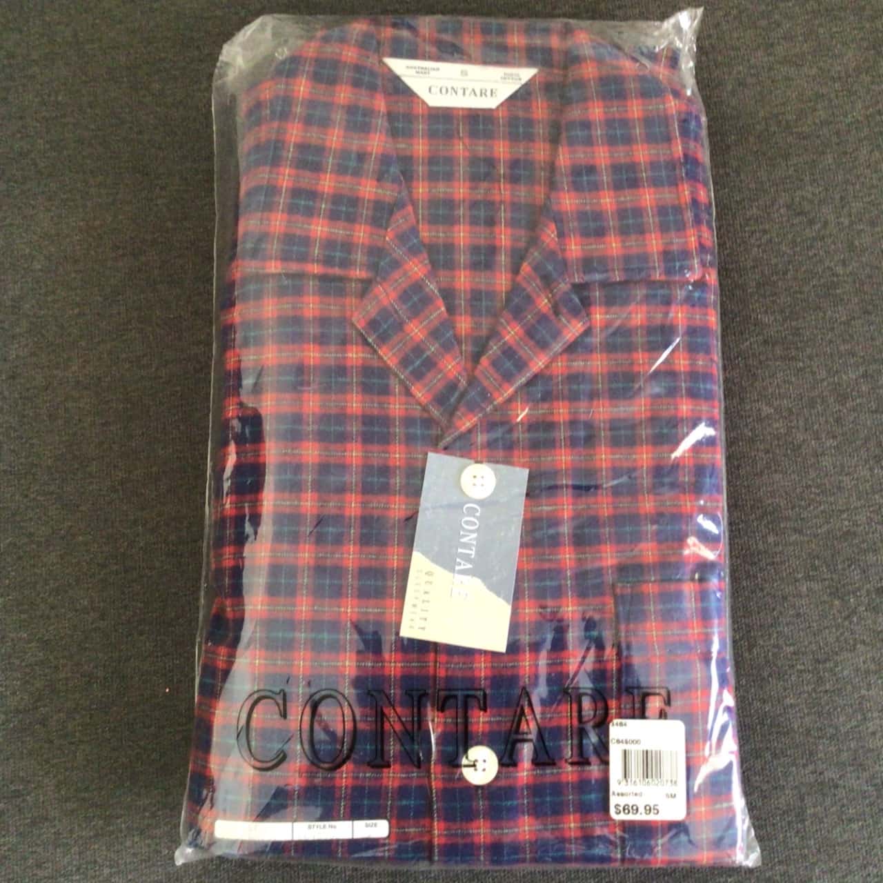 BNWT Mens CONTARE LONG LEG FLANNELETTE PYJAMAS Blue/Red/White Size S ...