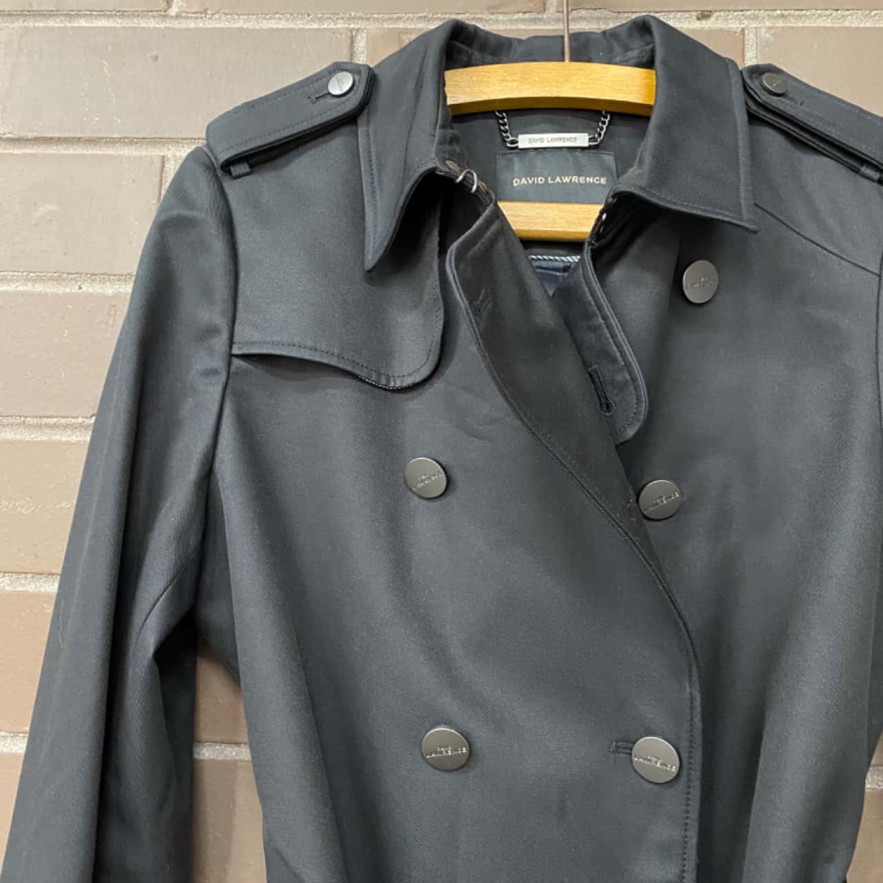 David Lawrence Womens Size 10 Button Up / Devon Trench Coat Black BNWT