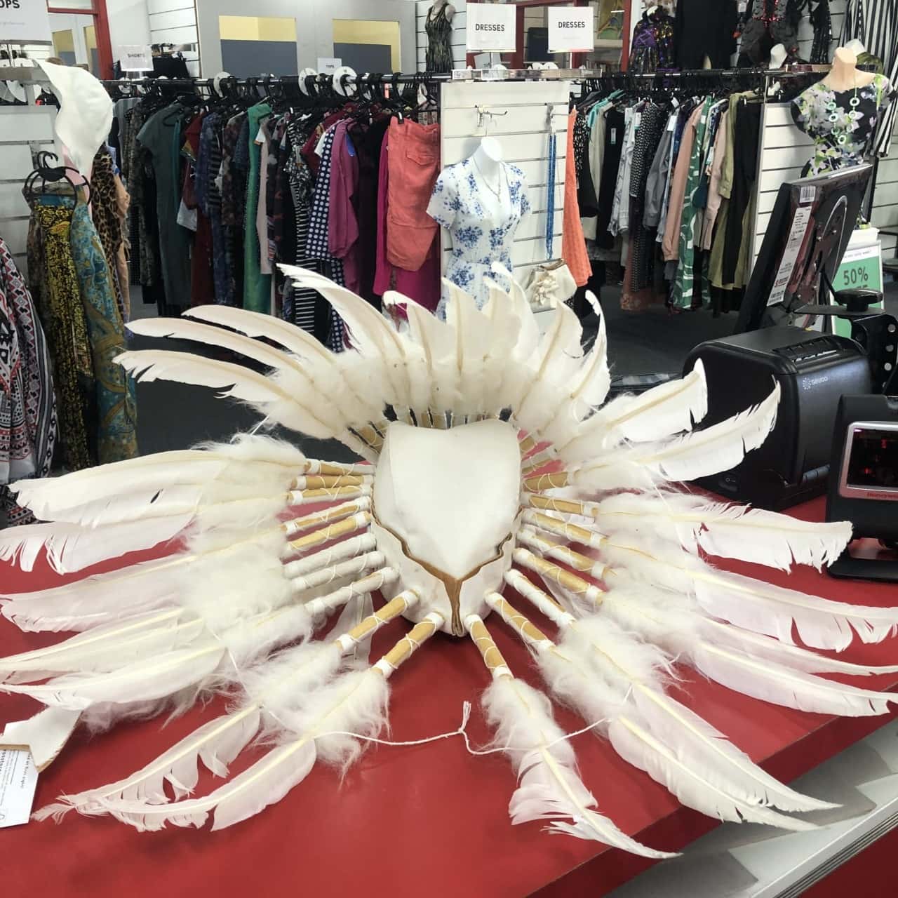 Native Indian Leather & Feather Cream Coloured Headrest (s)
