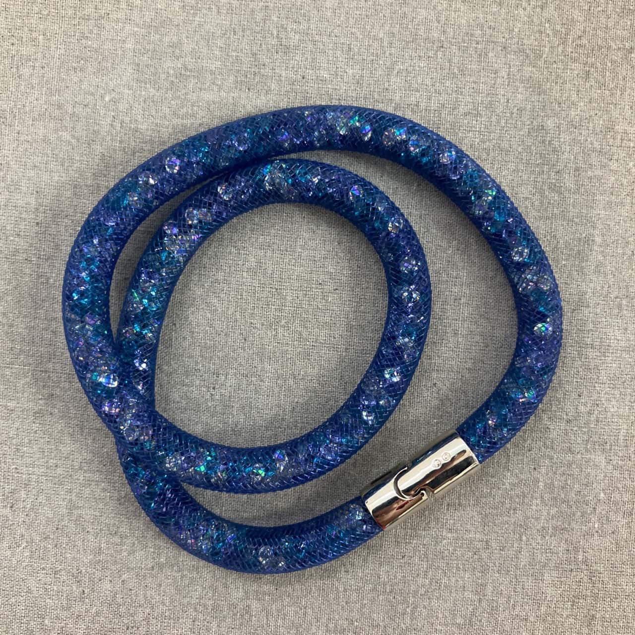 Swarovski stardust, 40cm Bracelet, blues and silver(s)