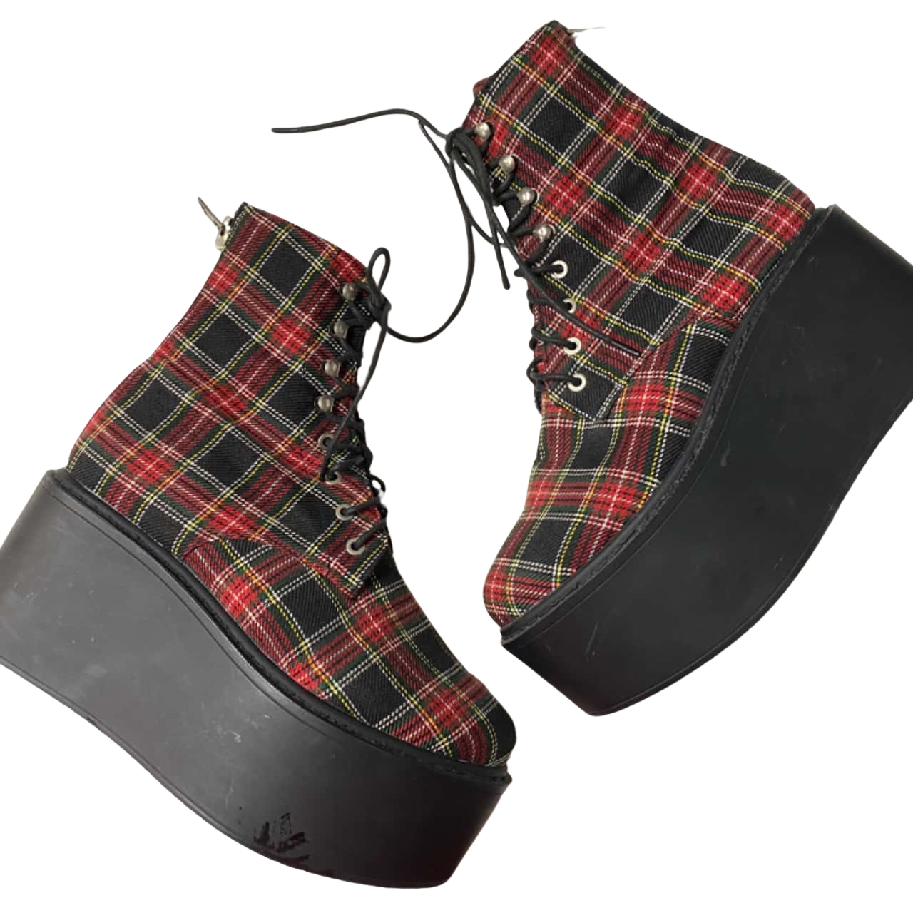 Unif Womens Size 8 Red Plaid Platform Boots