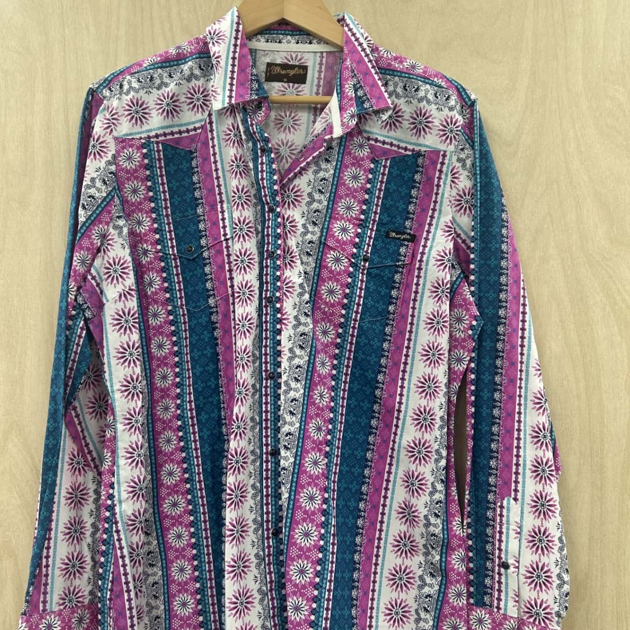 Wrangler Womens Size 18 Button Up Blue / Multicoloured / Pink / White (s)