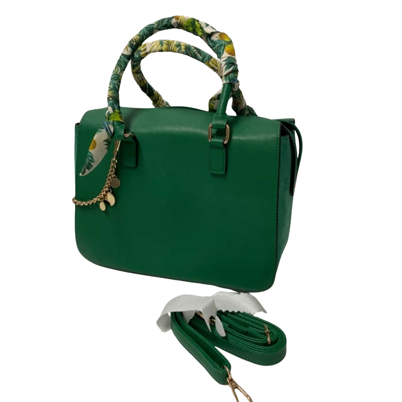 BNWT Colette Hayman Handbag with Patterned Scarf Handle Womens Green