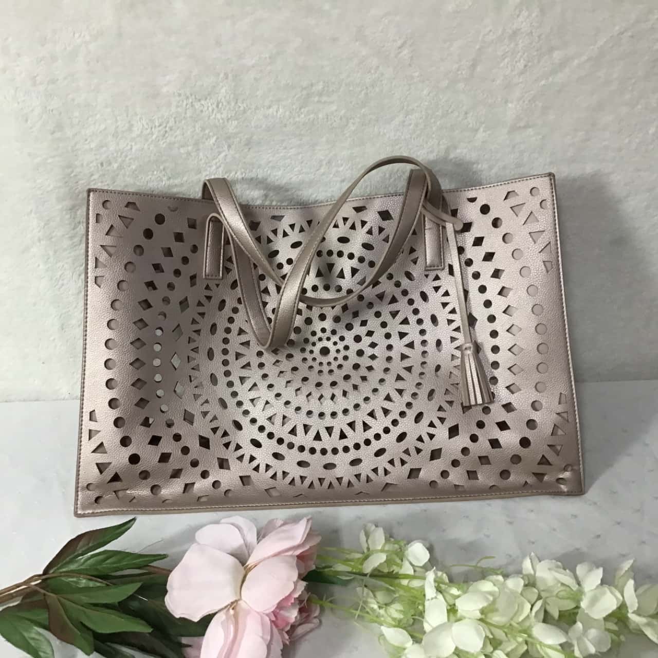 Womens Metallic Bronze Cut out Pattern Large Tote Bag(s)