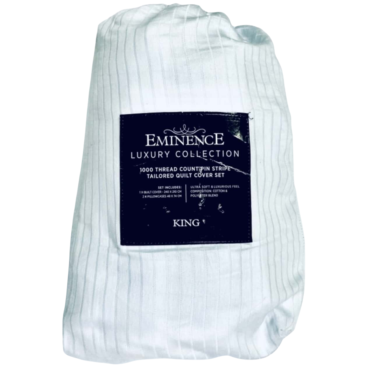 Eminence 1000 Thread Light-Blue Pin Stripe Quilt Cover Set