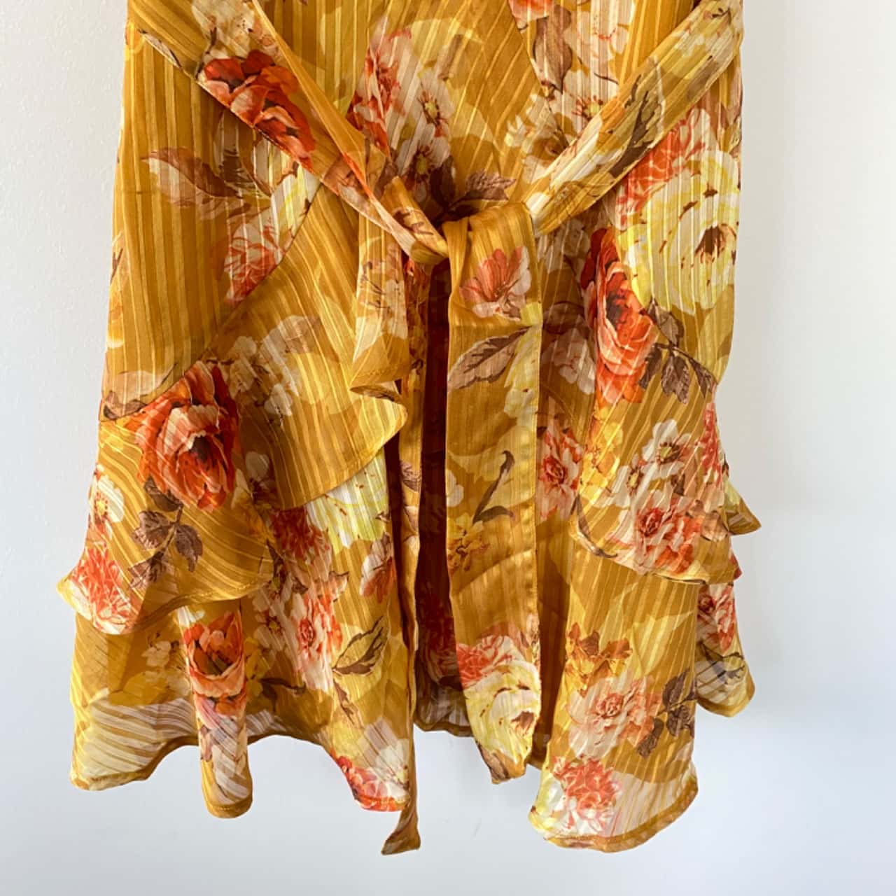 Dotti Yellow Gold Floral Mini Dress Size 4 / XXS