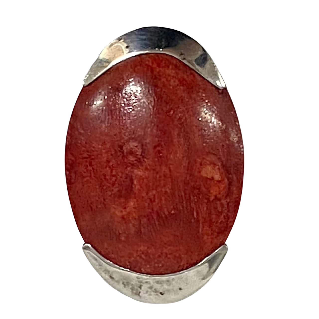 925 Silver Oval Pendant with Red Stone 5cm x 3cm(s)