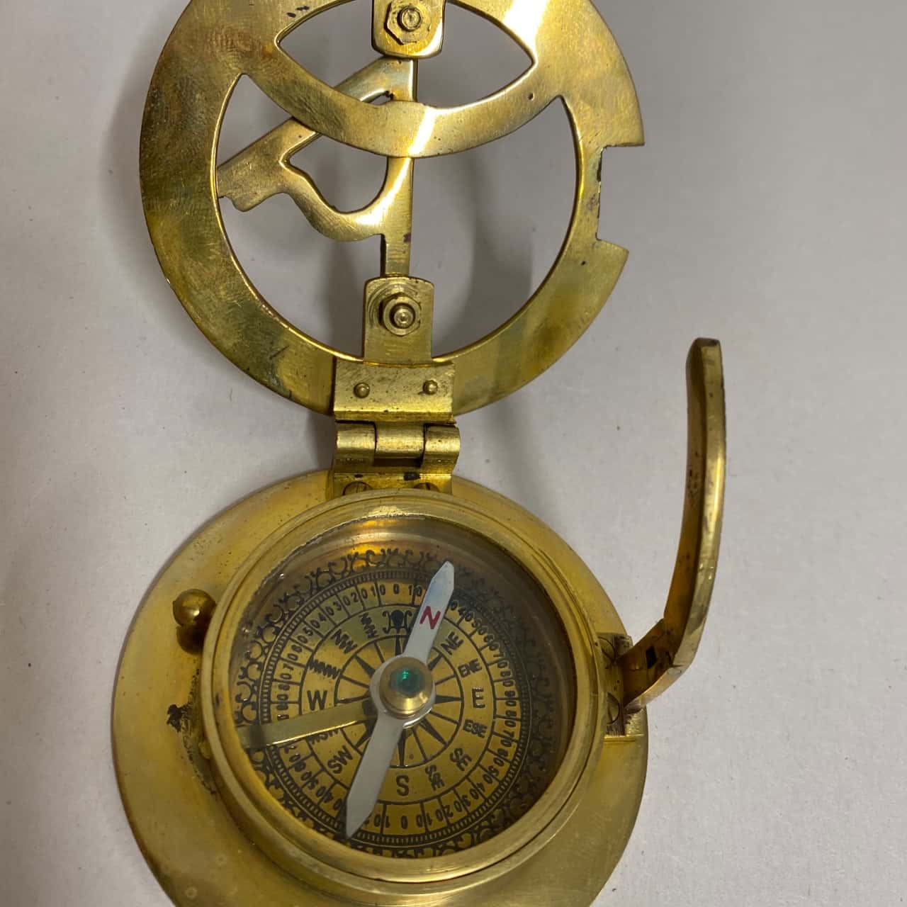 Antique Nautical Brass Brunton Compass with Vintage wooden box(s)