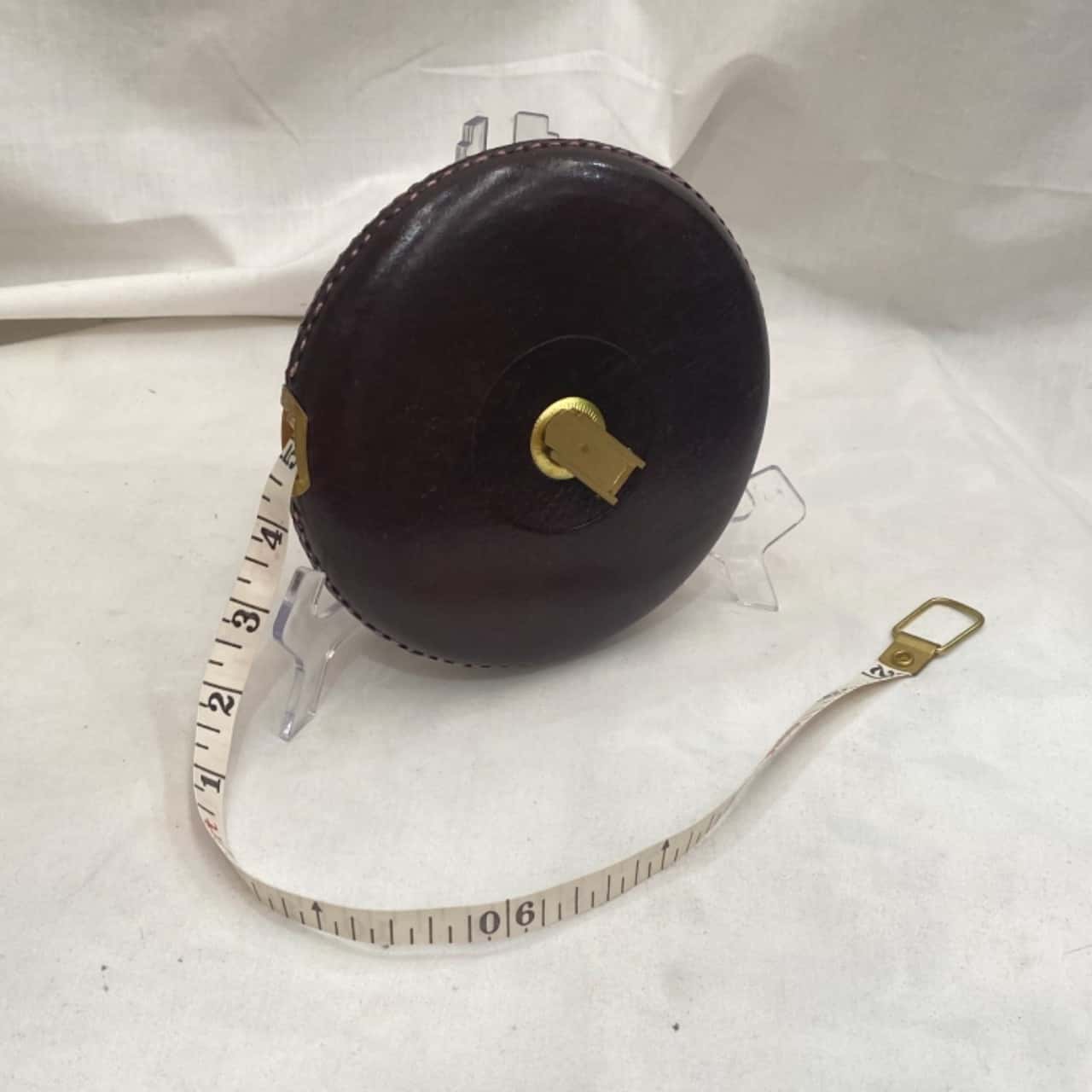 100FT Dark Brown Leather Round Tape Measure Retactable Measuring Tool