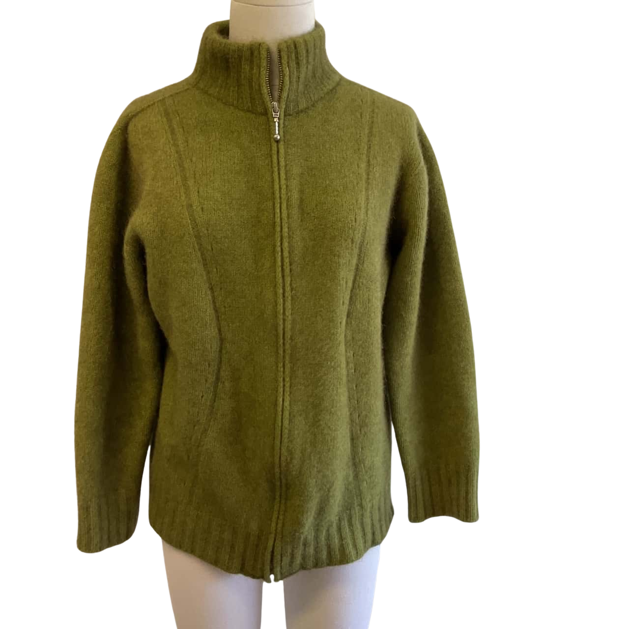 Merino Snug CardiganGreen, possum fur, merino wool Womens Size M(s ...