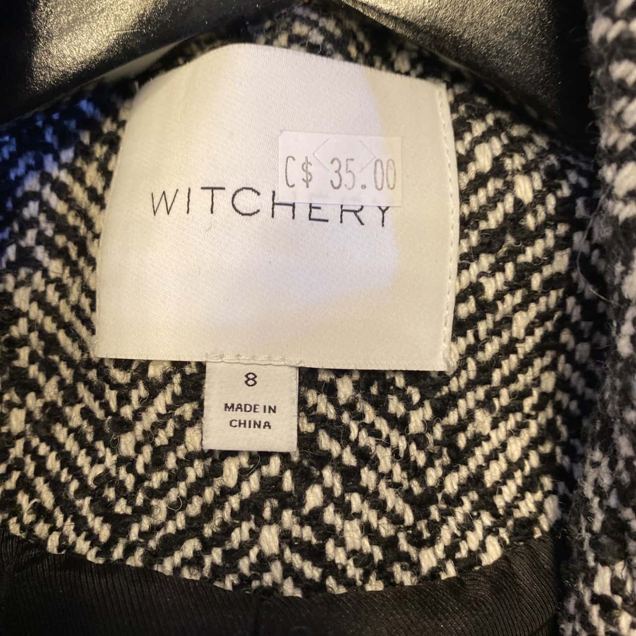 Witchery Womens Size 8 Black / White coat (s)