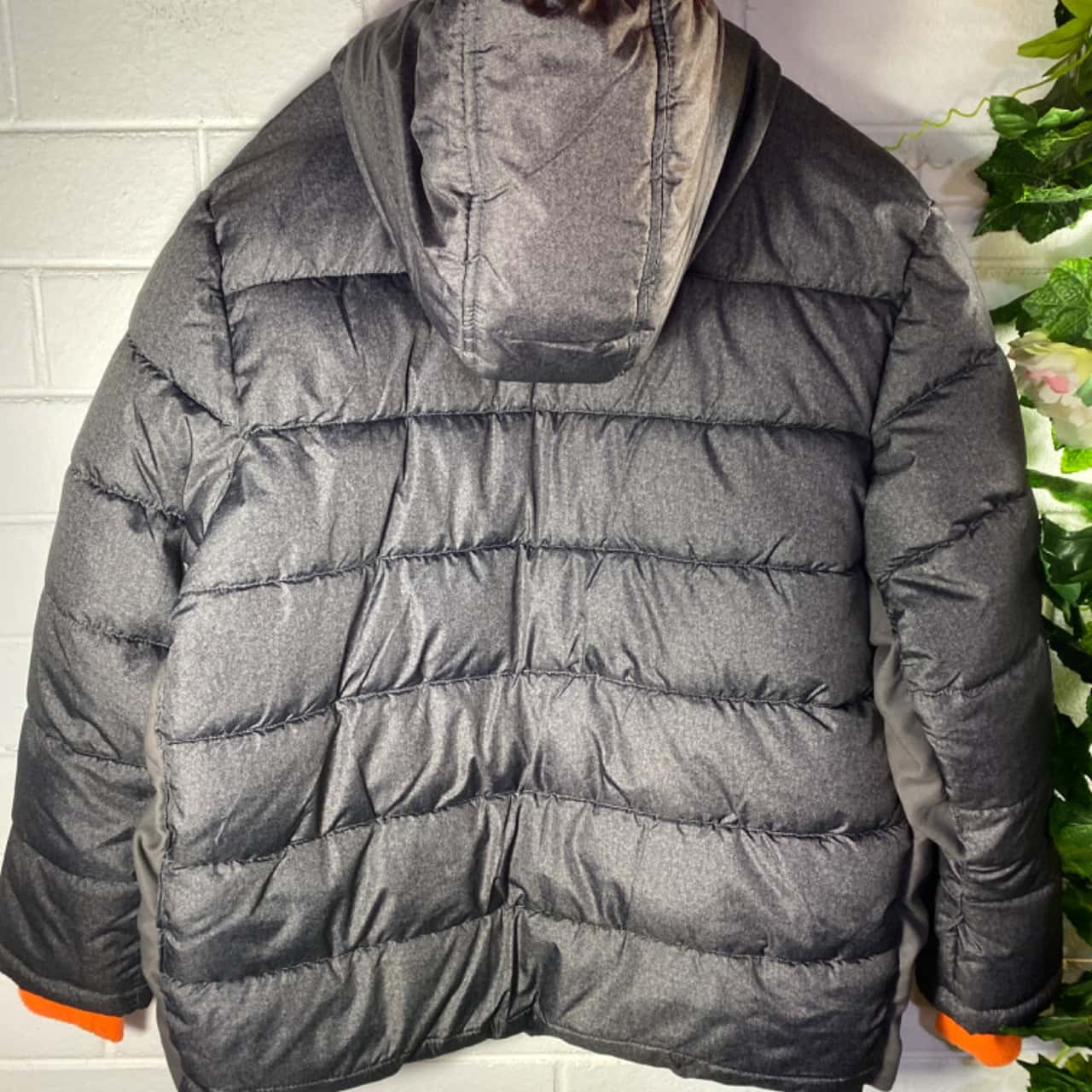 Faded Glory Kids Size 14 - 16 Puffer Jacket Grey / Orange (s)