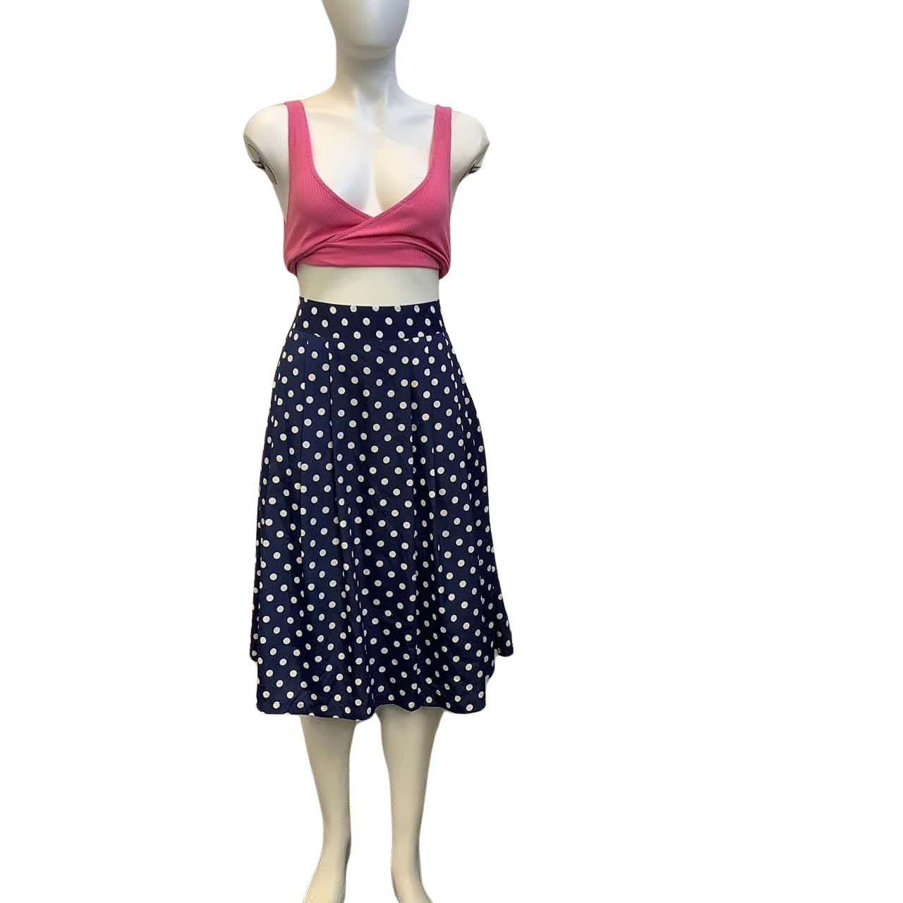 Elise Womens Label Size 12 Polka Dot Midi Skirt Navy / White(s)
