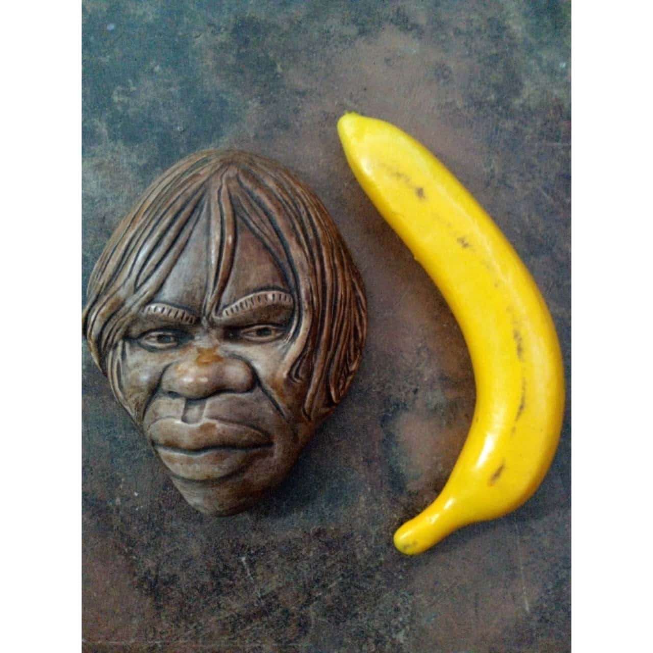 Vintage Alva Stone Made in Australia First Nations Face Wall Plaque(s)