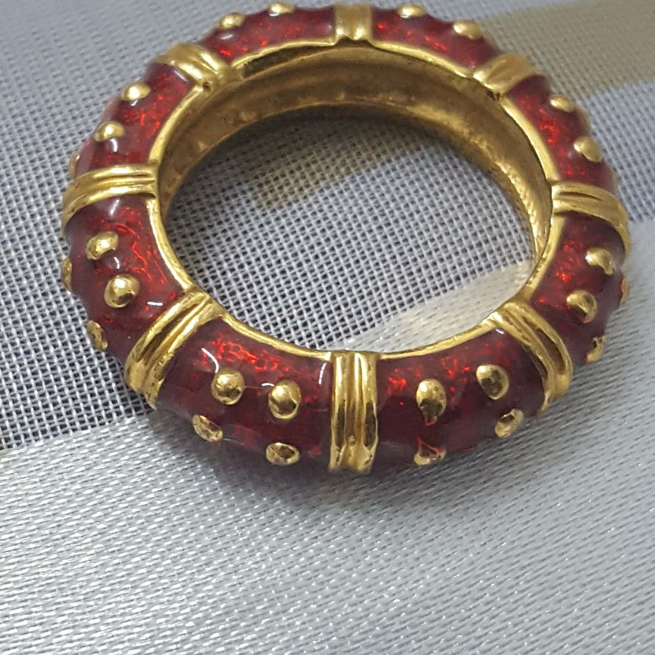 Womens Ring Gold & Red Enamel(s)