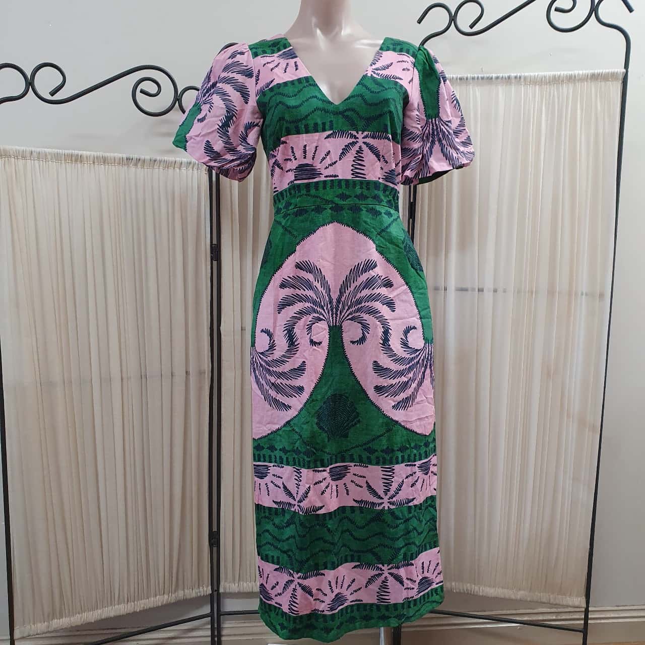 Atmos&Here Women's Size 6 Costa Rica Linen Blend Midi Dress - New With ...