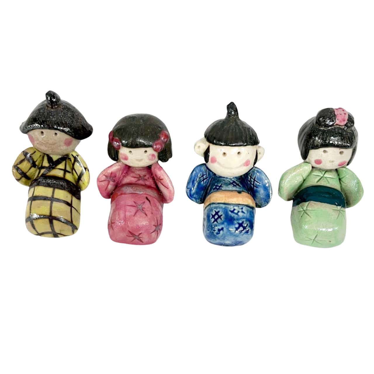 4 Pottery Japanese Figures (s)