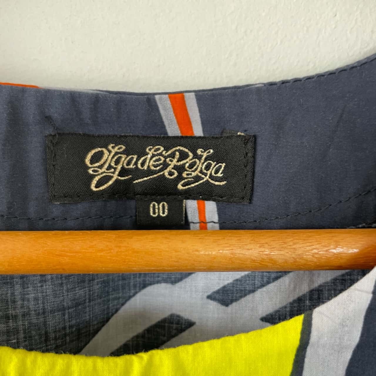 Olga De Polga Navy Blue Pattern Cotton Blouse Top Size 00