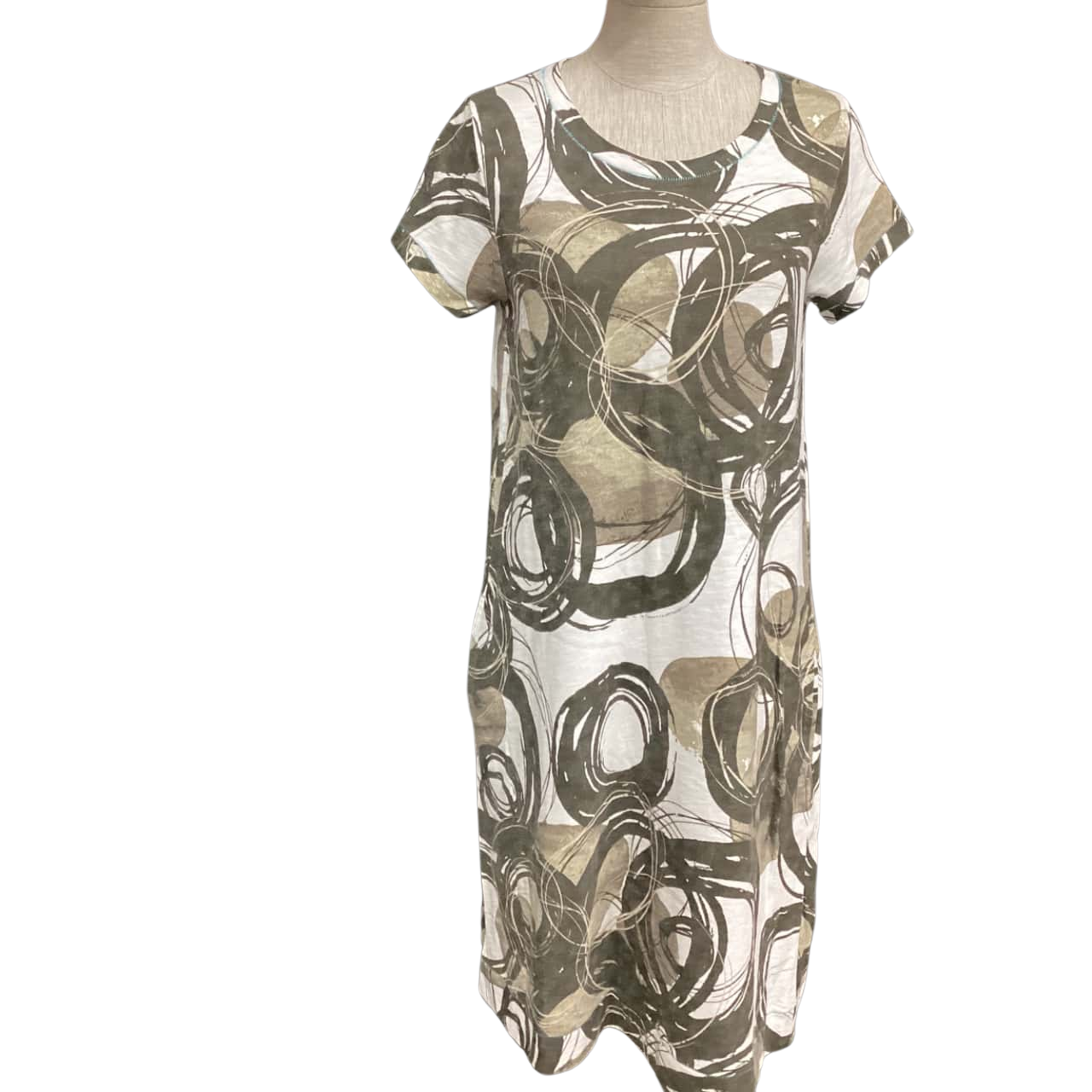 Foil Clothing Womens Size S Short Sleeve Dress Green White