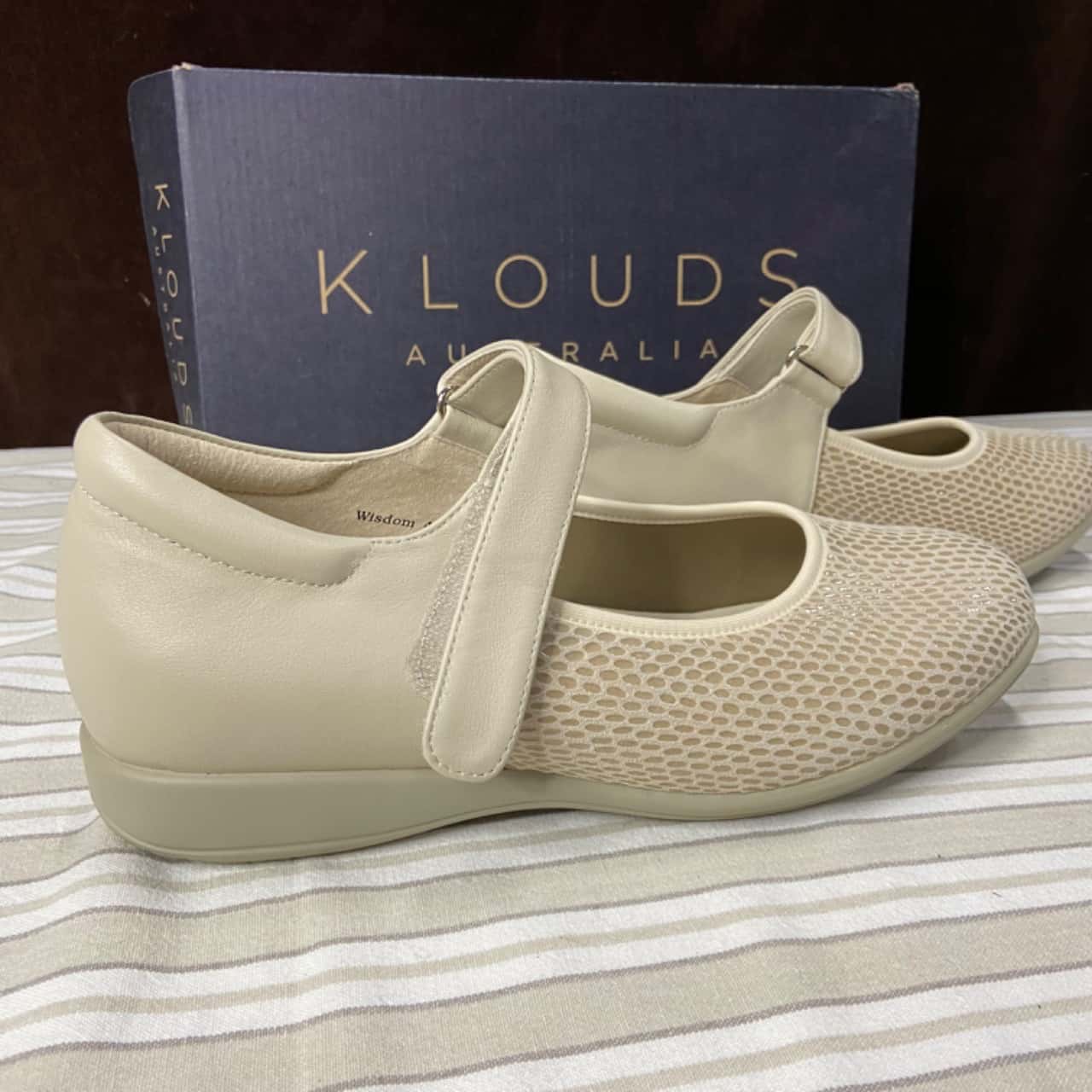 Klouds Wisdom XW, Velcro, Beige Snake Stretch Orthotic Mary Jane’s ...
