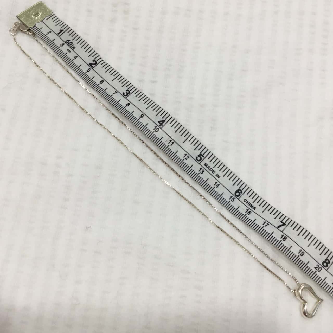 925 Sterling Silver Box Snake Chain Necklace & Silver Tone Love Heart