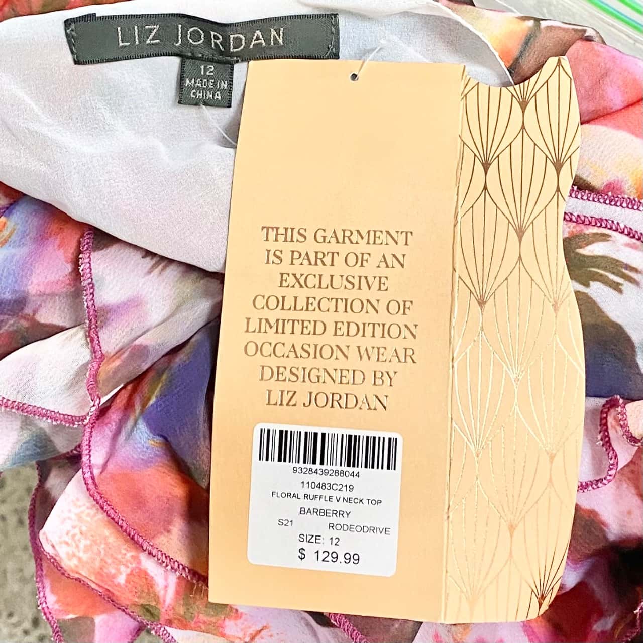 Liz Jordan Size 12 3/4 Sleeve / Floral Tops Floral / Multicoloured (s)